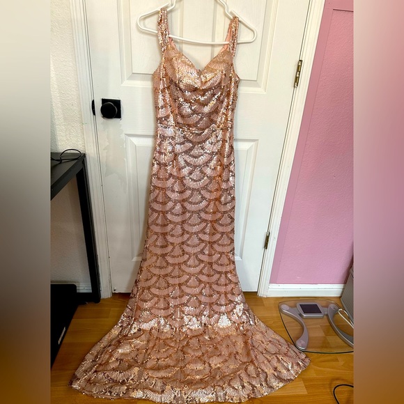 Ramica | Dresses | Ramica Mermaid Rose Gold Sequin Dress | Poshmark